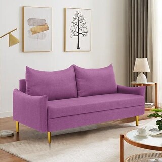 Purple Polyester Nordic Small Loveseat Sofas with Ergonomic Armrest ...
