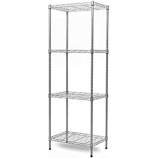4-Tier Wire Shelving Unit Metal Storage Rack Adjustable Organizer - Bed ...