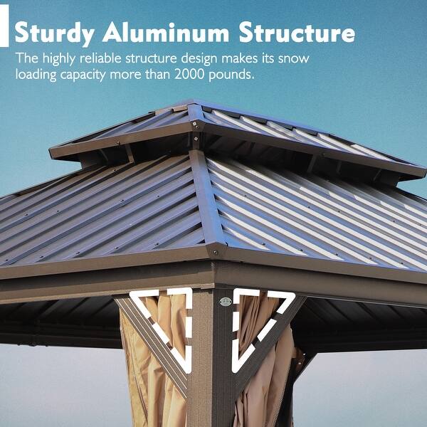 Kozyard Caesar 10'x12' Hardtop Aluminum Permanent Gazebo with a ...