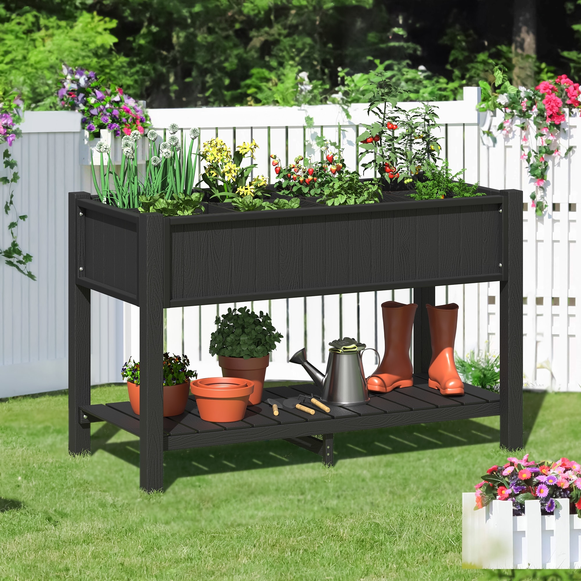 Raised Garden Bed with Legs, Standing Planter Box Growing Herb Bed - On ...