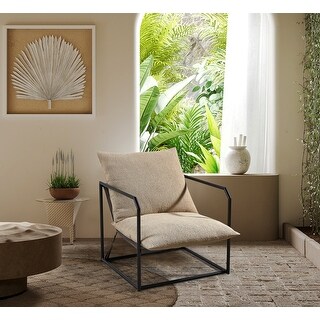 Cream Accent chair for Living room with Fiber Foam and Polyester Fiber ...