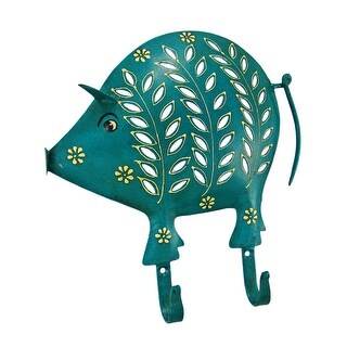 Distressed Finish Teal Pig 2 Hook Wall Mounted Coat Rack - Bed Bath ...