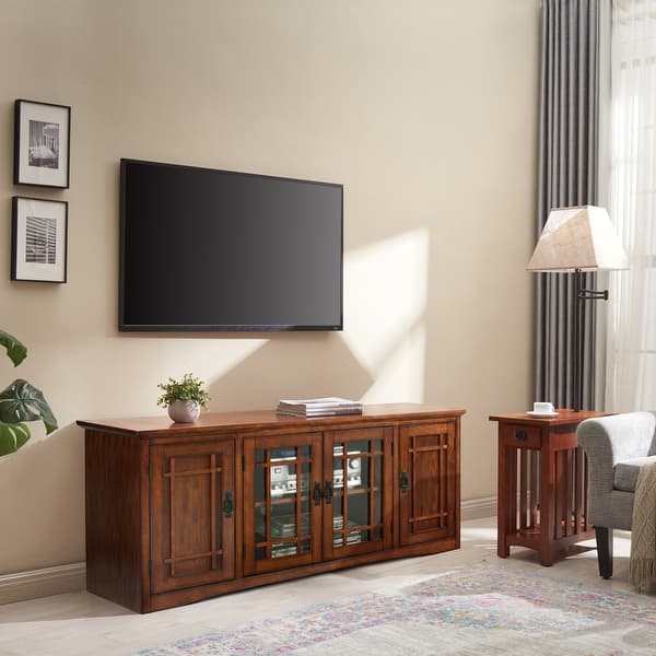 Leick Home Solid Wood Mission Oak Four Door TV Stand - Bed Bath & Beyond - 9283121