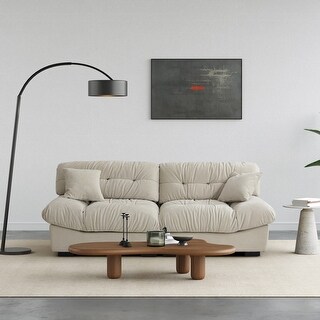 89'' Modern Section Sofa with Arms Velvet Fabric Sofa For Living Room ...
