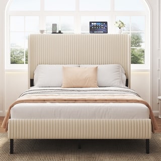 Full Size Platform Bed Metal Bed Frame with Charging Station - Bed Bath ...