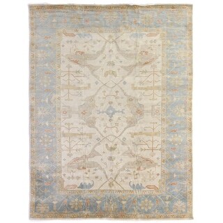 Exquisite Rugs Turkish Oushak Ivory / Blue New Zealand Wool Rug (15' x ...