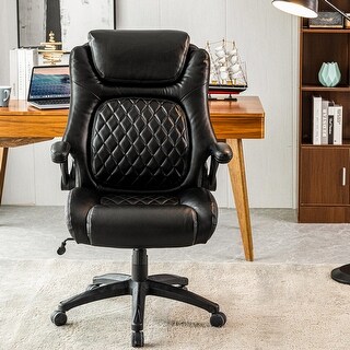 Ergonomic Leather Office Chair with Flip-Up Armrest, Luxury Latexc ...