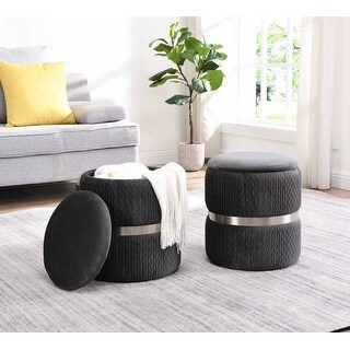 Ottoman with Storage with Circle Decoration, Footstool Bench for ...