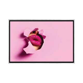 iCanvas "Pink Color Peep Lips" by Unknown Artist Framed - Bed Bath ...