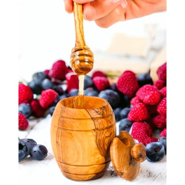 Olive wood honey pot with dipper spoon - Bed Bath & Beyond - 39138590