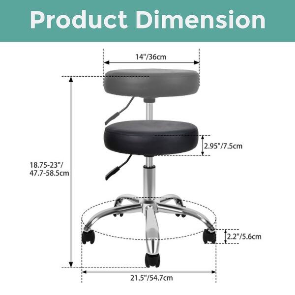 Stable stool chair Black rolling stool Metal height adjustable - Bed ...