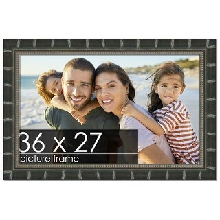 36x27 Bamboo Black Complete Wood Picture Frame with UV Acrylic, Foam ...