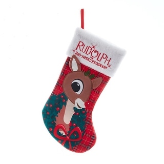 Rudolph The Red Nose Reindeer Applique Head Stocking - Bed Bath ...