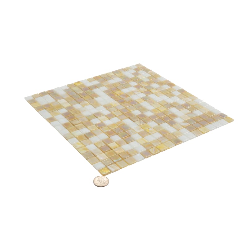 Apollo tile 12" x 12" Mingles Glossy Yellow Gold White Glass Tile (18. ...