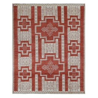 Shahbanu Rugs Fire Brick Red, Pure Wool, Hand Knotted, Peshawar with ...