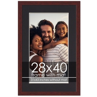 28x40 Frame with Mat - Brown 31x43 Frame Wood Made to Display Print or ...