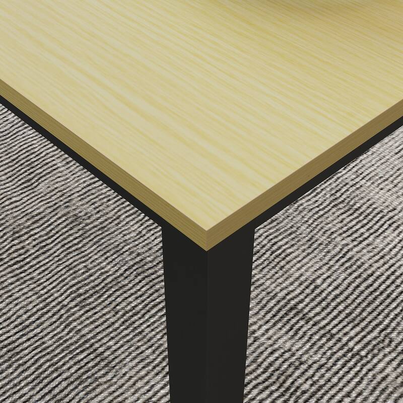 55 in.Yellow oak computer desk with black metal - Overstock - 34706948
