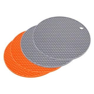 4pcs Silicone Table Trivet Mat Non-Slip Heat Resistant Pads - Orange ...