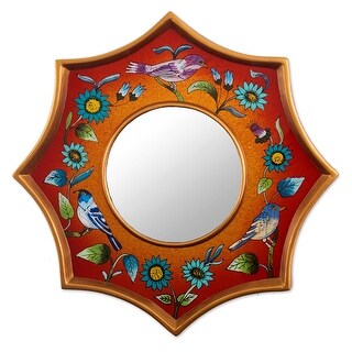 Novica Handmade Birds Of Peru In Scarlet Reverse-Painted Glass Wall ...