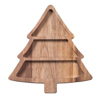 Transpac Wood 9.25 in. Brown Christmas Tree Serving Platter - Bed Bath ...