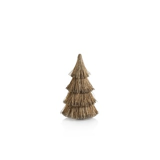 All Natural Abaca Rope Decorative Tree w/ Champagne Glitter Trim, 12 ...