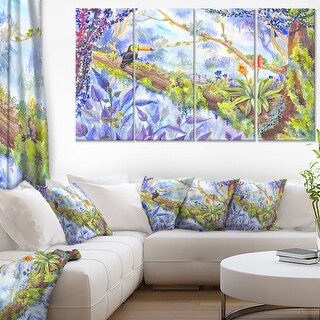 Jungle with Bird Toucan on Tree - Extra Large Wall Art Landscape ...