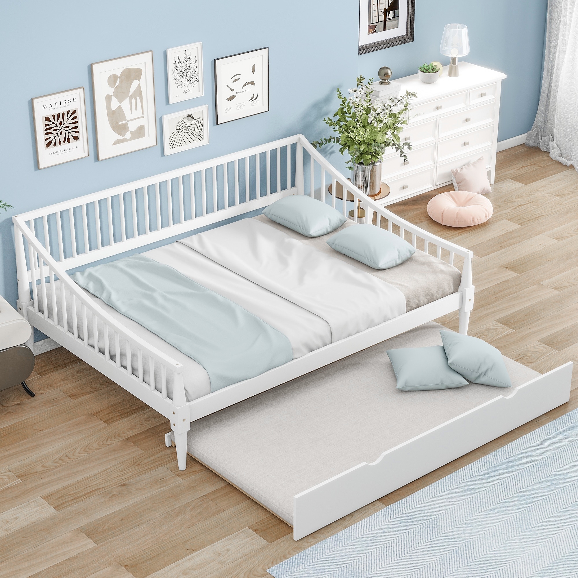 Twin Size Wooden Day Bed with bookshelf and Trundle - Bed Bath & Beyond ...