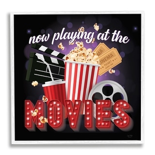 Stupell Now Playing Movies Sign Framed Giclee Art Design by Lux + Me ...