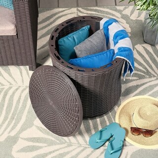 Outside Wicker Side Table Swivel Flip End Table with Storage Space for ...