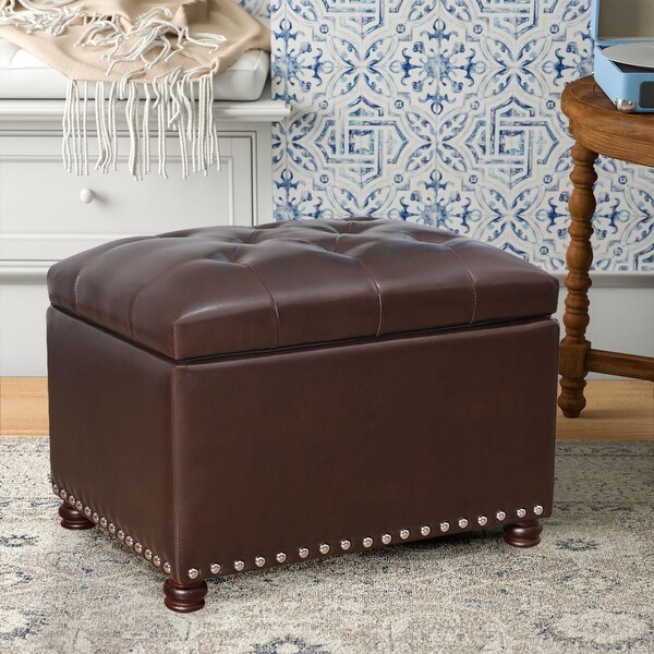 Faux leather storage footstool store