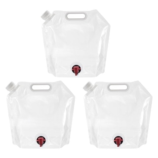 3Pcs 5L Collapsible Water Container Bag with Spigot PE Folding Water ...