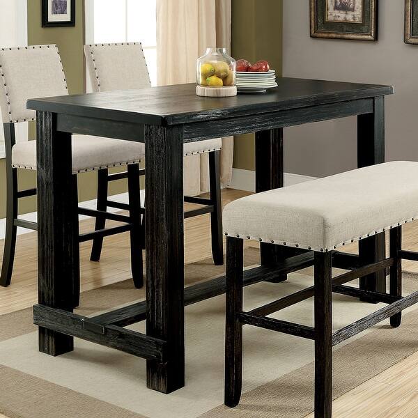 Vevo Rustic Black 60-inch Wide Solid Wood Bar Table by Furniture of ...