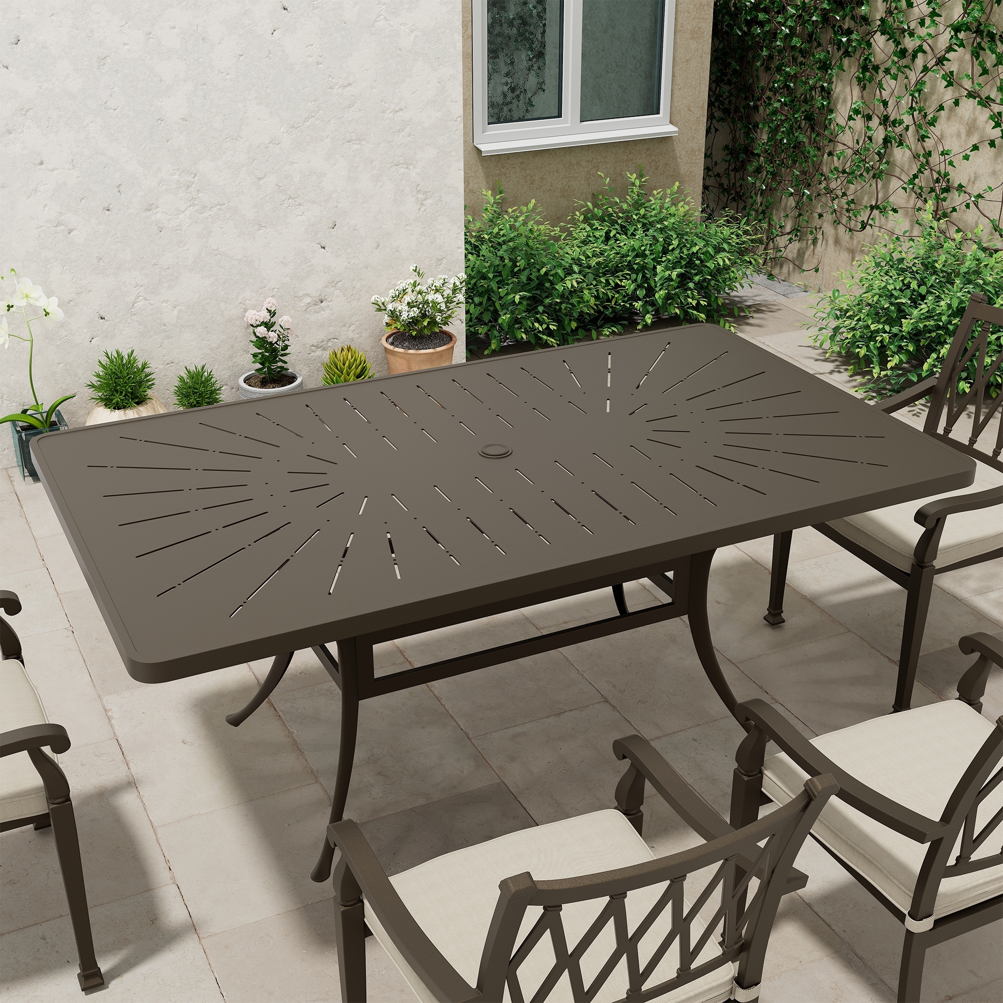 Clihome 71" Cast Aluminum Patio Rectangular Dining Table - Bed Bath ...