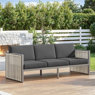Outdoor 3-seat Sofa Deep Seating Sofa - Dar Gray - Bed Bath & Beyond ...