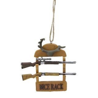 4" Brown Hunting Rifles and Antlers Gun Rack Christmas Ornament - Bed ...