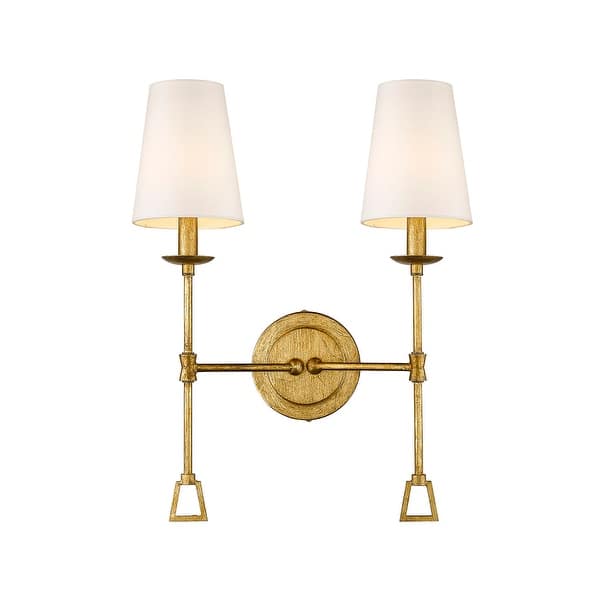 Modern Two 2-Light Wall Sconce with Shade in Antique Gold - Bed Bath ...