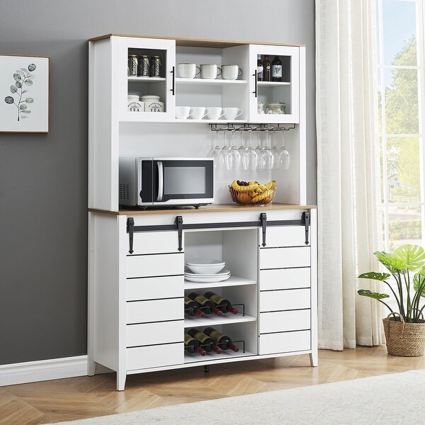 Farmhouse Wine Cabinet Dining Room Kitchen Cabinet with Wine Rack On Sale Bed Bath Beyond 39915286