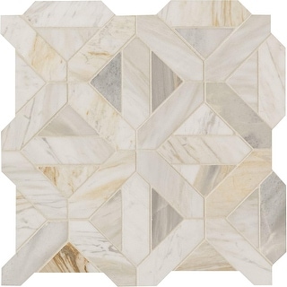 Industry Tile Aurora Gold Geometric Honed Marble Mesh Mounted Mosaic ...