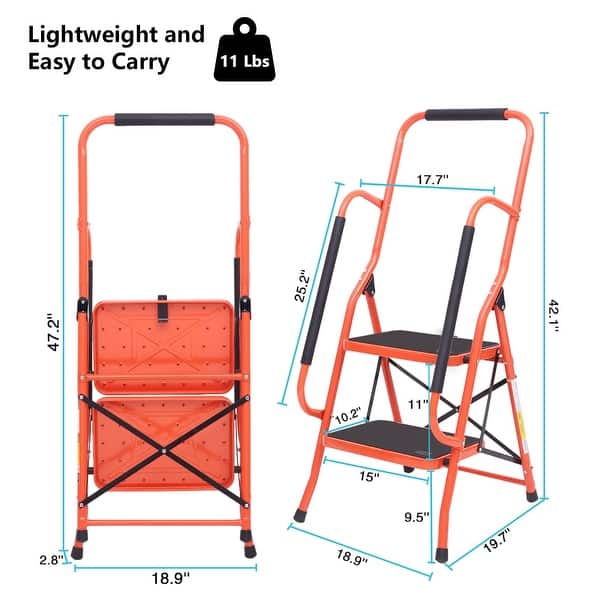 Step Safety Ladder Folding Anti-Slip Steel Safety Ladder Padded Side ...