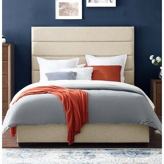 Fairview Modern Beige Fabric Upholstered Queen Size Platform Bed - Bed ...