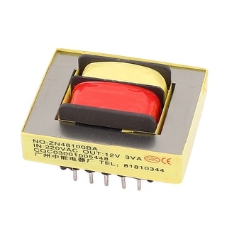 220V Input 12V 3VA Output Yellow Red Ferrite Core 10 Terminals Power ...