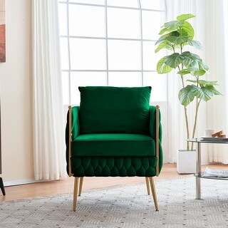 Chenille Accent Chair Sofa Green Single Sofa Club Armchair w/ Ottomans ...