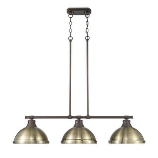 Duncan 3-Light Linear Pendant in Rubbed Bronze with Aged Brass - Bed ...