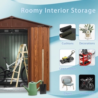 Backyard Weather Resistant Tool Storage Iron Shed with Double Sliding ...