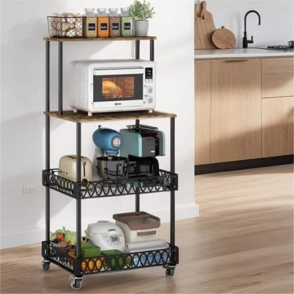 4 Layer Open Storage Rack with Double Tube Metal Frame - Bed Bath ...