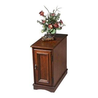 Transitional Wooden Harling Rectangular Chairside Chest, Cherry Finish ...