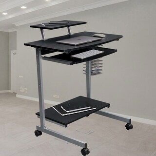 All-in-One Compact Computer Cart with Adjustable Storage, Slide-Out ...
