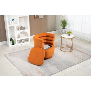 Velvet Orange Swivel Storage Barrel Chair with Tuft Backrest - Bed Bath ...
