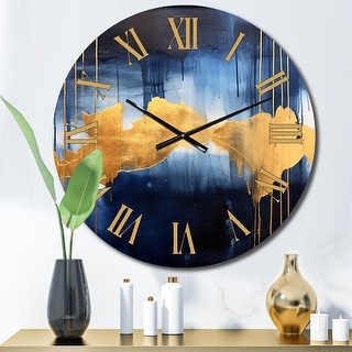 Designart "Azure Tapistry Of Time Abstract Gold And Blue II" Abstract ...