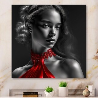 Designart 'Retro Graciousness In Black And Red IV' Fashion Woman Metal ...